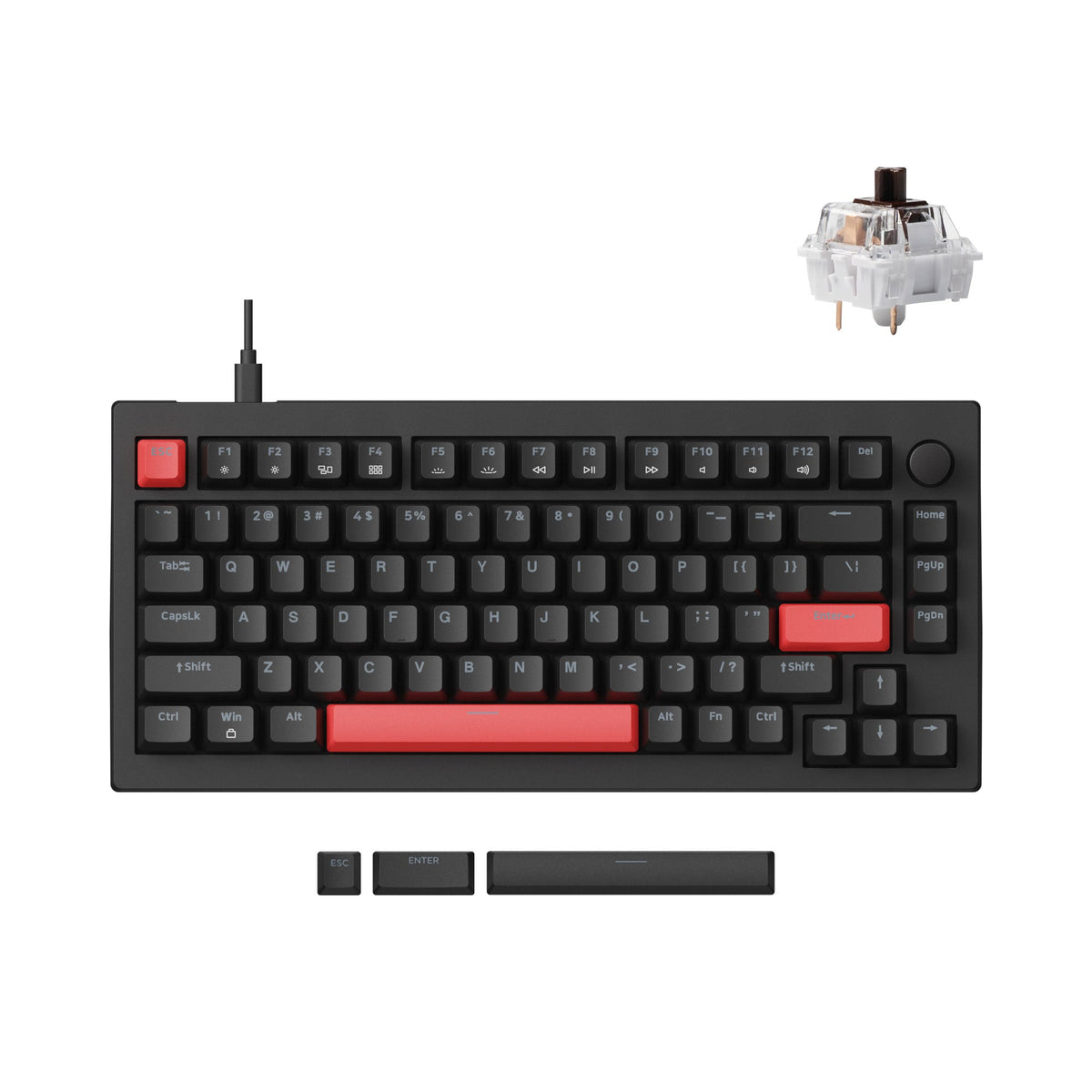 Lemokey X4 Red Backlit 75% layout Mechanical Keyboard with Shine throu ...